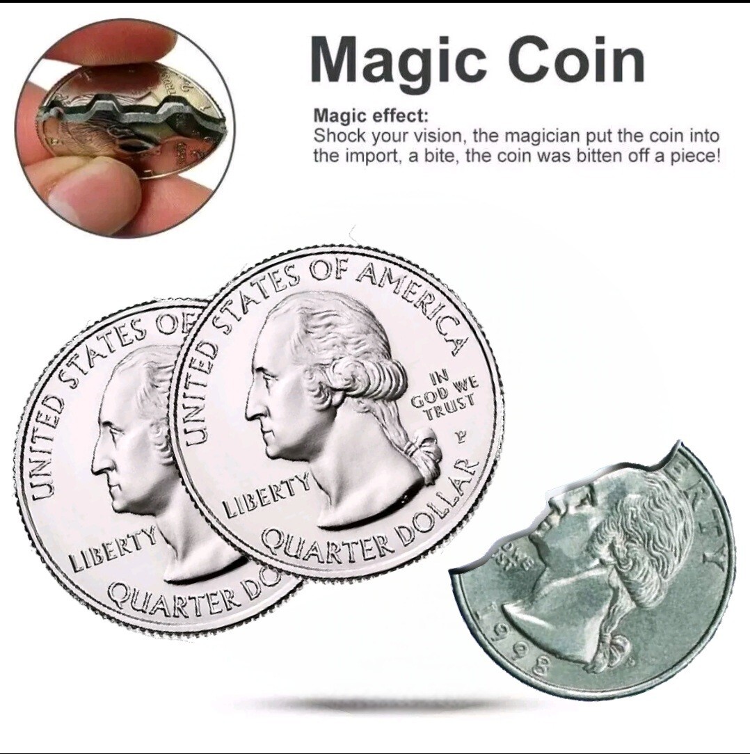Magic Trick Restored Quarter Bite Coin Prop Reappear Illusion T17 | eBay