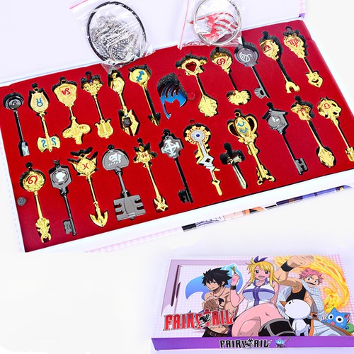 25PCs Anime Fairy Tail Lucy Heart KEY CHAIN Pendant Necklace Cosplay ...