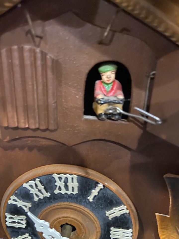 Vintage Authentic GERMAN MUSICAL Cuckoo Clock with Flying Bird Topper ...