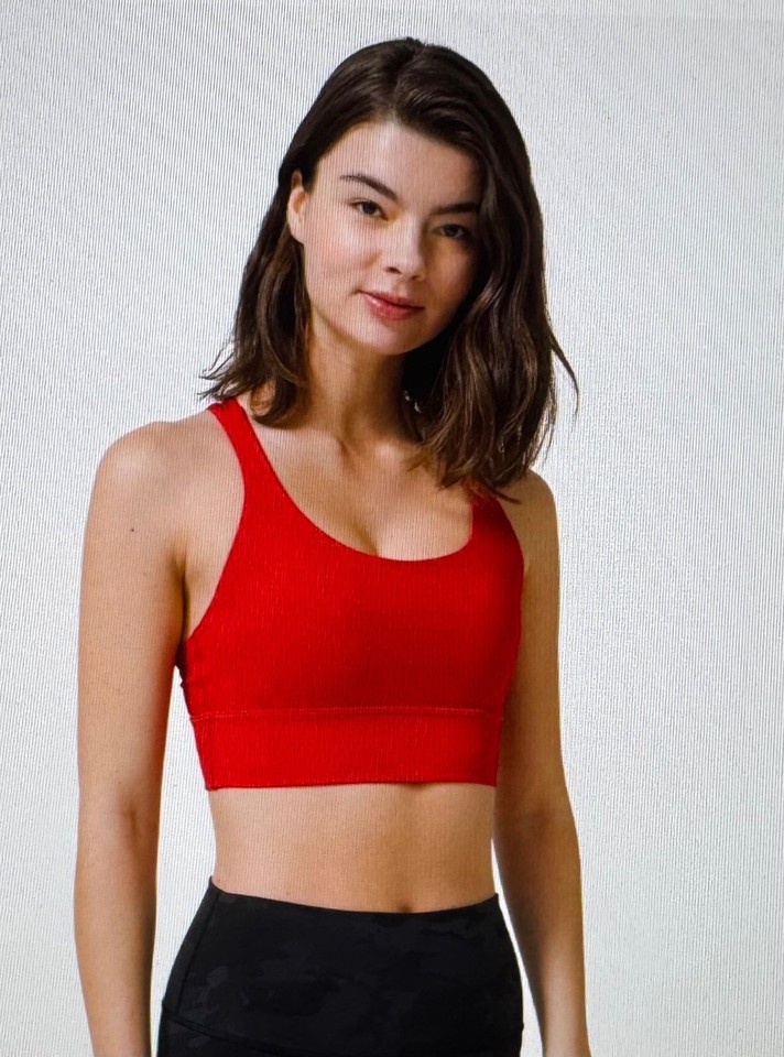Lululemon Energy Bra Long Line *Medium Support, B–D Cups Grenadine Red ...