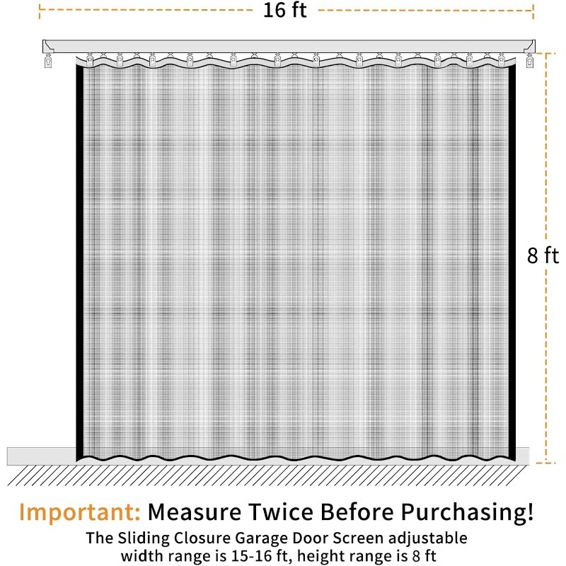Garage Door Screen with Track Closure -Retractable Privacy Curtain Keep ...