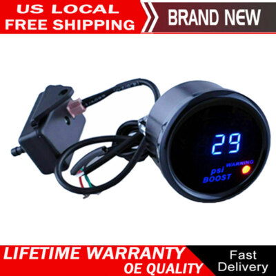 2" 52mm Car Universal Digital Turbo Boost Gauge Meter Blue LED Black ...
