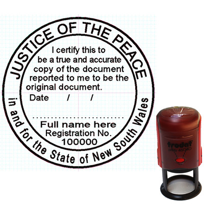 JP STAMP JUSTICE OF THE PEACE NSW Custom Self Inking Rubber Stamp ROUND ...