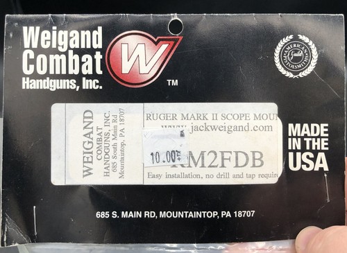 Weigand Combat Handguns Inc. Ruger Mark II Scope Mount Black RM2FDB | eBay