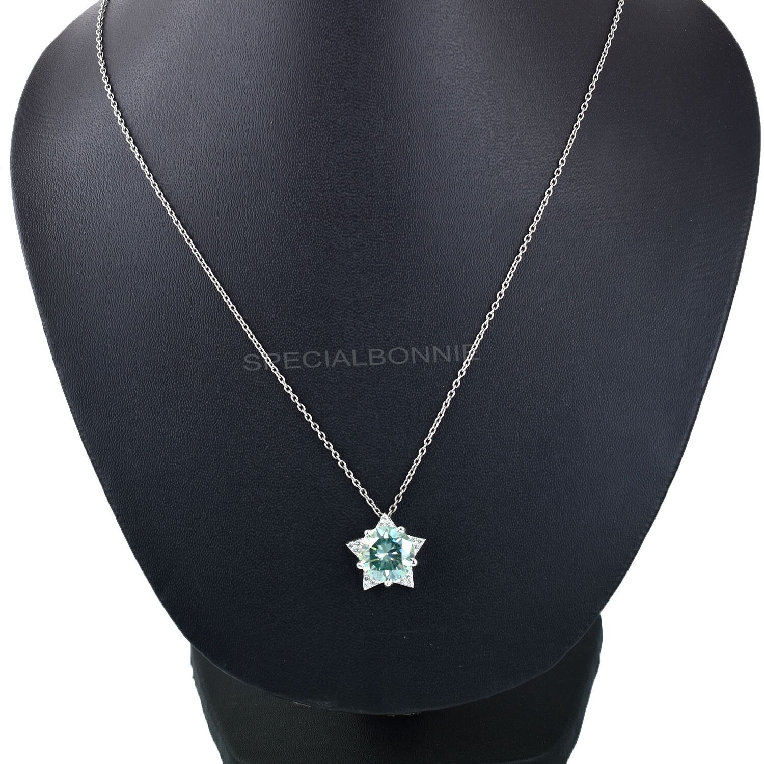 Certified 6.05Ct Blue Diamond Star Pendant-925 Silver Great Shine VIDEO ...