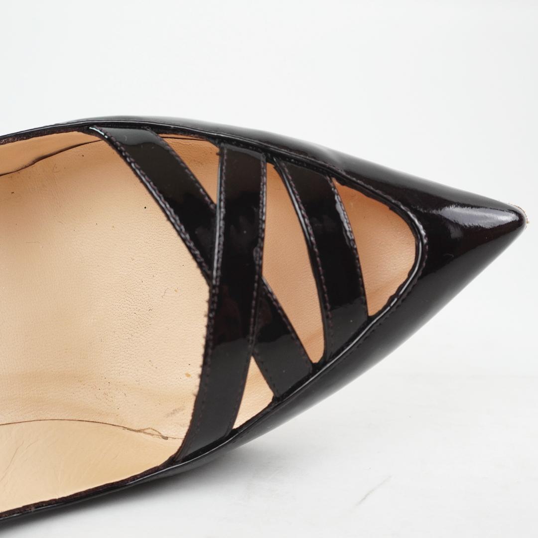 Christian Louboutin Heels MANUE 85 METAL PATENT CALF BURGUNDY IT 38.5 ...