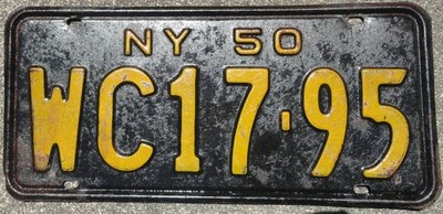 1950 New York license plate WC17 95 | eBay