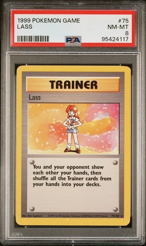 1999 Pokemon Base Set Trainer Lass 75/102 PSA 8 Mint Rare card wotc ...