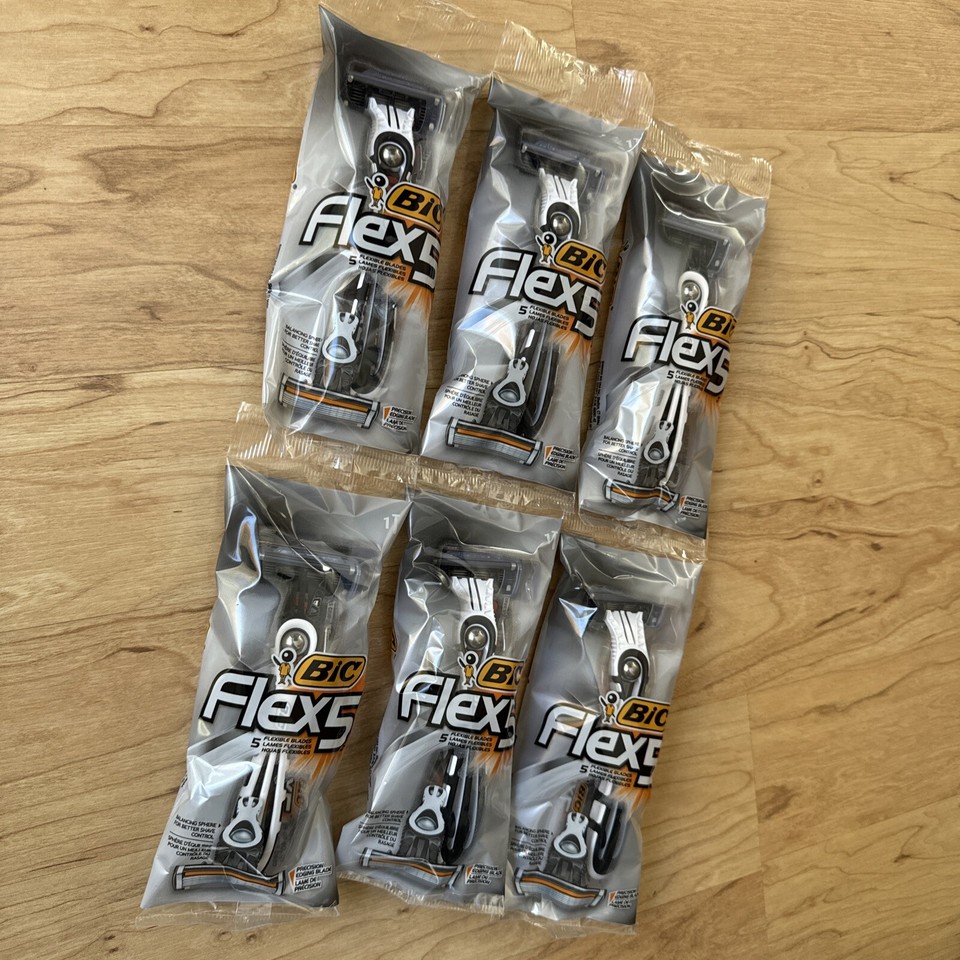 LOT OF 6 - BIC FLEX 5 ULTRA THIN FLEXIBLE PRECISION BLADES RAZOR SAMPLE ...