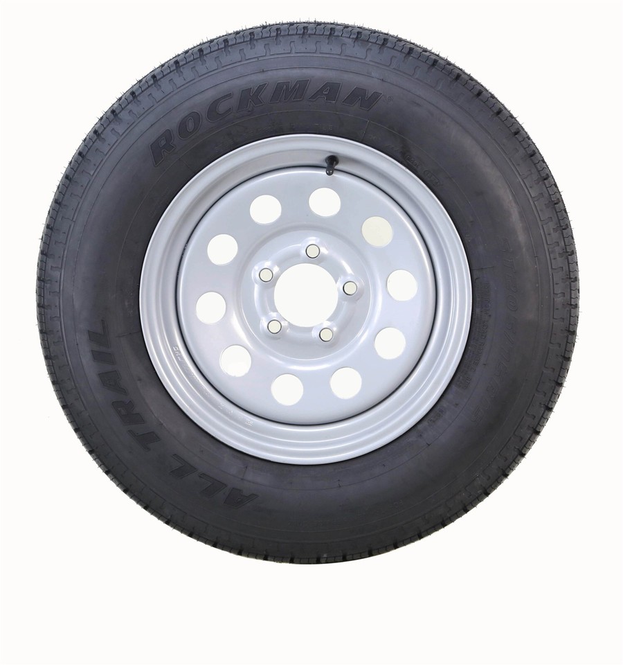 Trailer Tire Silver Mod Rim ST205/75R15 8-Ply D 107M 5 Lug on 4.5" | eBay