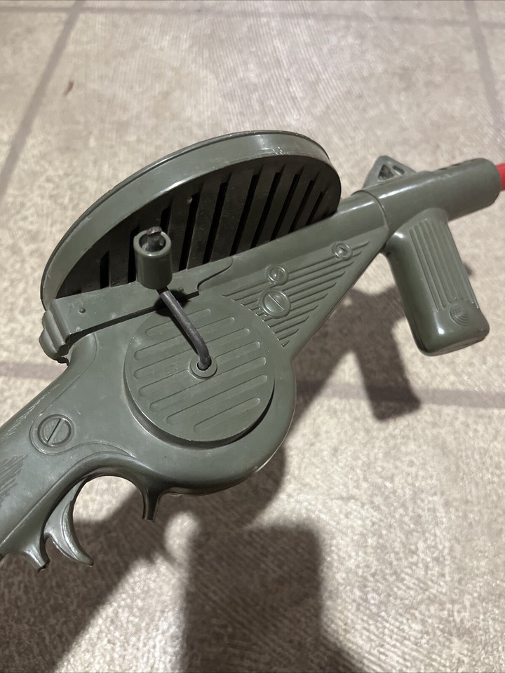 Vintage 1960s Marx US Army Green Toy Machine Gun Hand Crank Top Load | eBay