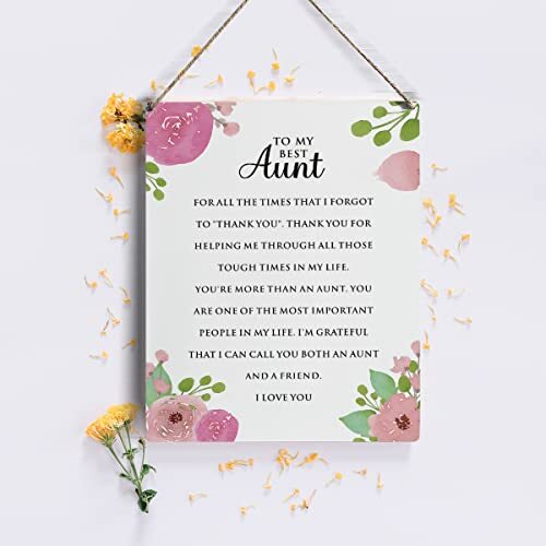 Aunt Sign Gifts Rustic Floral to My Aunt I Love You Wooden Signs Auntie ...