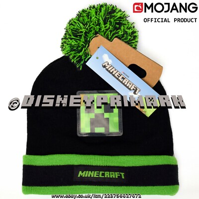 Official MINECRAFT Creeper KNITTED HAT Bobble Beanie Cap Men Women ...