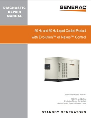 Generac Diagnostic Repair Manual Liquid-Cooled with Evolution or Nexus Control | eBay