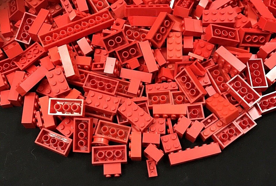 LEGO RED BRICKS & PIECES - 2.5 POUNDS - VINTAGE & NEW - BULK ASSORTMENT ...