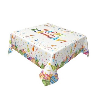 Birthday Tablecloth Square 52x52 Inch Colorful Gift 52" x 52" (Square ...