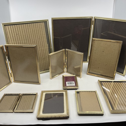 Vintage Lot 10 MCM Brass Gold Tone Metal Picture Frames Mix Sz Retro ...