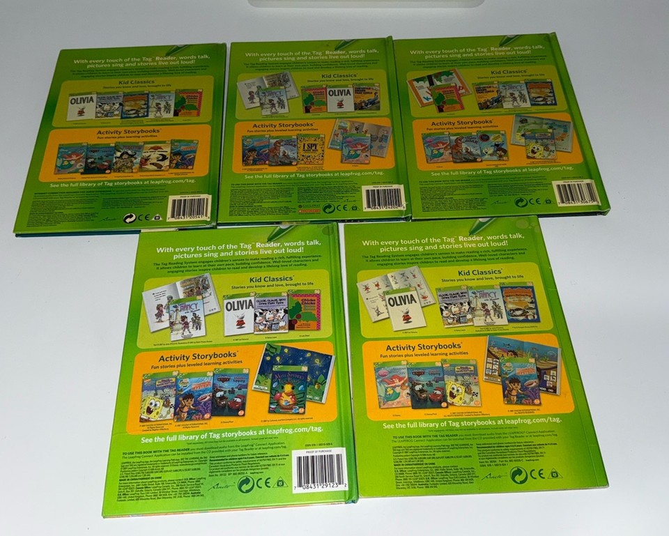 Leap Frog Tag Reader Pen Case & Books Lot Mermaid Cars Cat Hat Spider ...