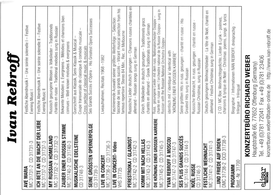 IVAN REBROFF GERMAN VOCALIS SINGER AUTOGRAPH SIGNED VINTAGE PHOTO ...