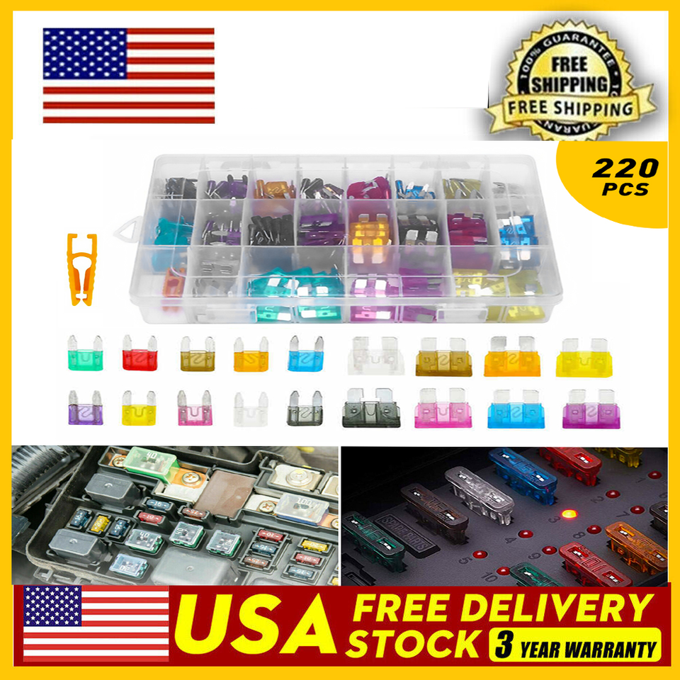 Mini Car Fuse Assortment Assorted Kit Auto Blade Set 220pcs Truck ...
