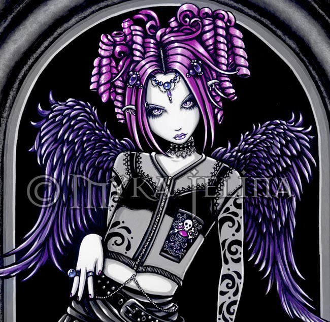 Pink Gothic Angel Art Myka Jelina Rocker Purple Snake Fairy Signed ...