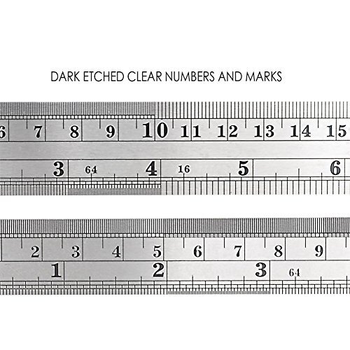 2 Pack Stainless Steel Ruler Machinist Engineer Ruler Rigid Metal Ruler ...