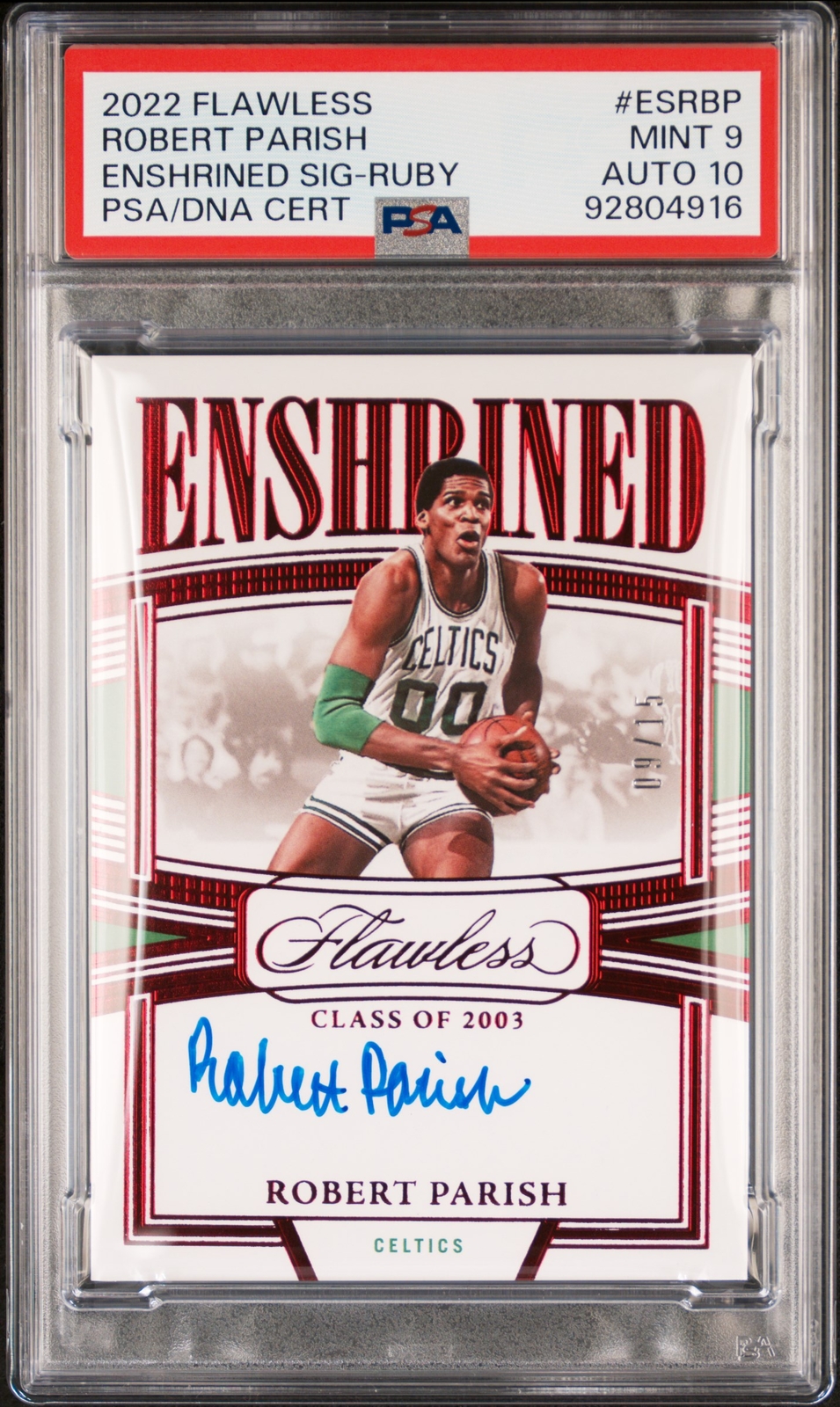 2022 PANINI FLAWLESS ENSHRINED SIGNATURES RUBY ROBERT PARISH 9/15 PSA 9 AUTO 10 | eBay
