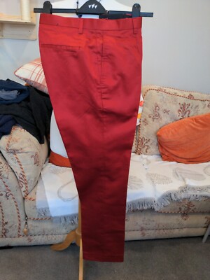 H&M Red Satin Look Trousers 34R | eBay UK