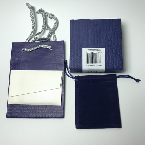 New In GIft Box Una pendant circular cut, long, blue, rhodium plated ...