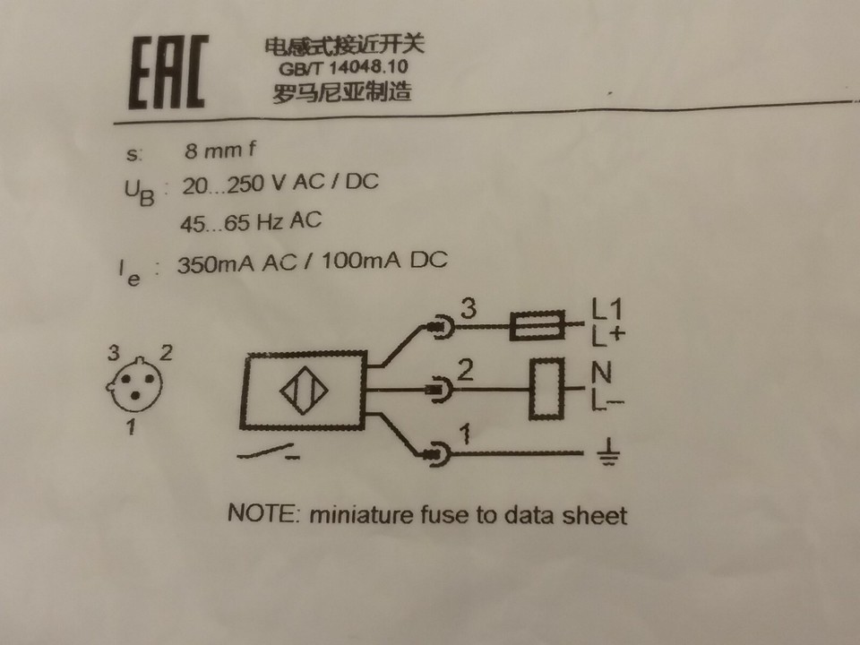 IFC IG0344 INDUCTIVE SENSOR IGK2008BABOA/SL/LS100-AK METAL AC/DC OUTPUT ...