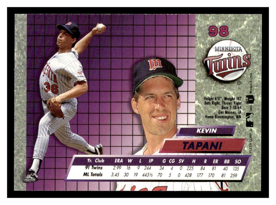 1992 Ultra #98 Kevin Tapani - Minnesota Twins | eBay