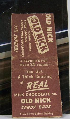 Rare Vintage Matchbook Cover W1 Old Nick Milk Chocolate Candy Bars ...
