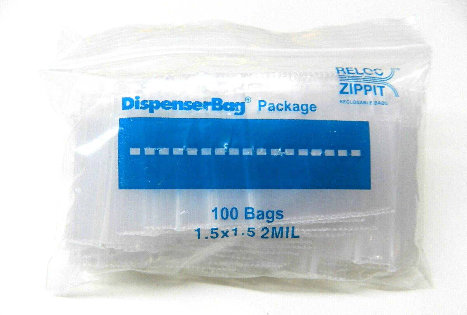 100 Zippit Reloc Bags 1-1/2 x 1-1/2 Resealable Clear 2mil Baggies 1.5 ...