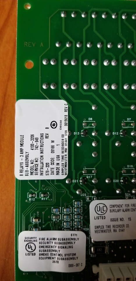 SIMPLEX 4100-3206 8 POINT 3 AMP AUX RELAY MODULE ASSY 566403 FIRE ALARM ...