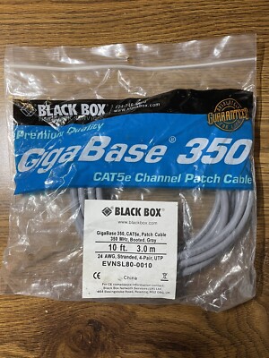 Black Box GigaBase 350 CAT5e Patch Cable Booted Grey 10ft 3.0m, EVNSL80 ...
