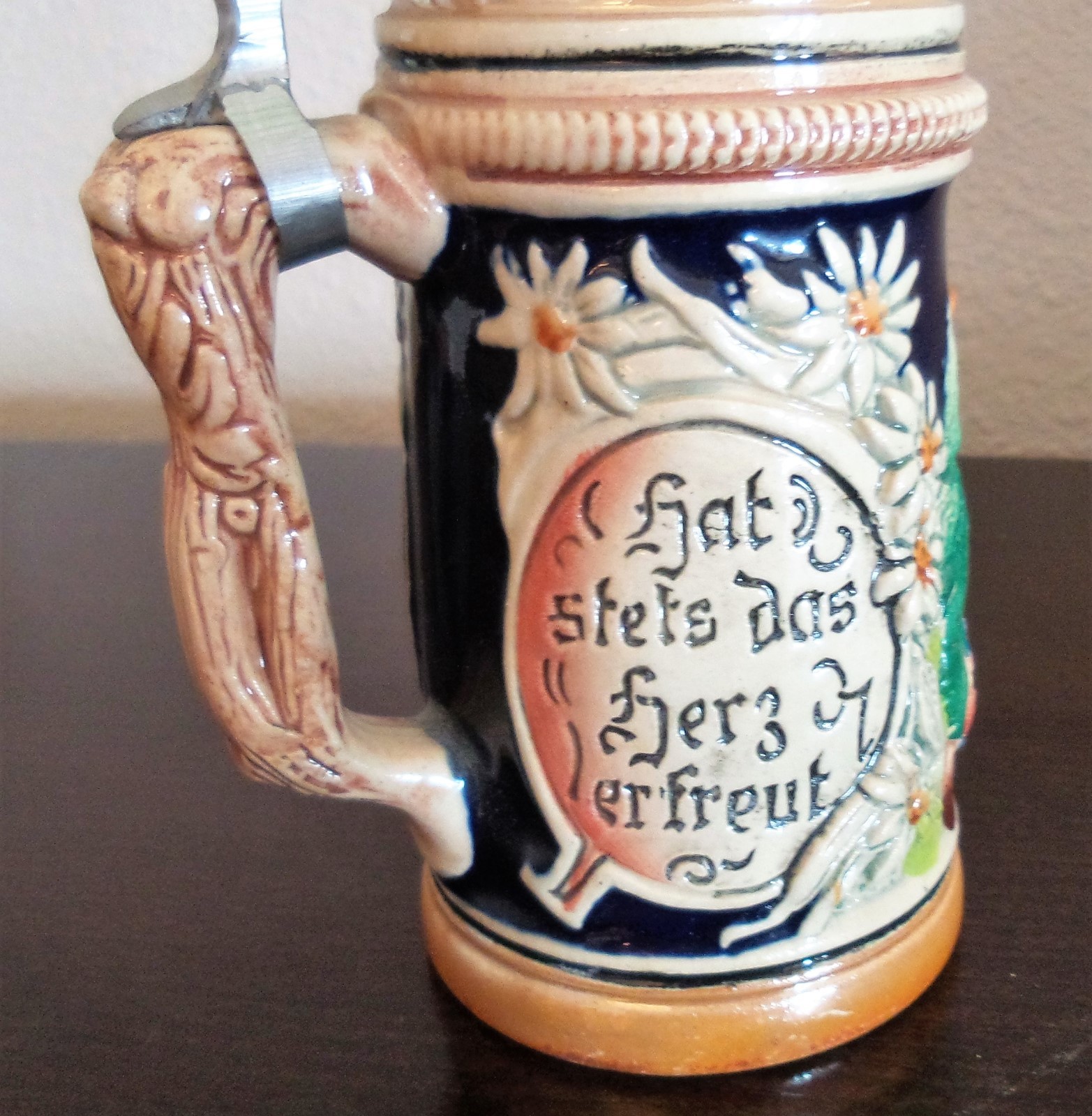 Authentic German Ceramic Stein With Ornate Metal Lid Small | eBay