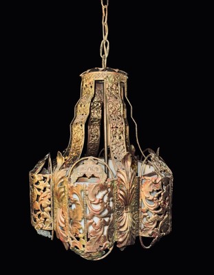 Antique Polychrome Slip Shade Filigree Ornate Chandelier Works 20”T EVC ...