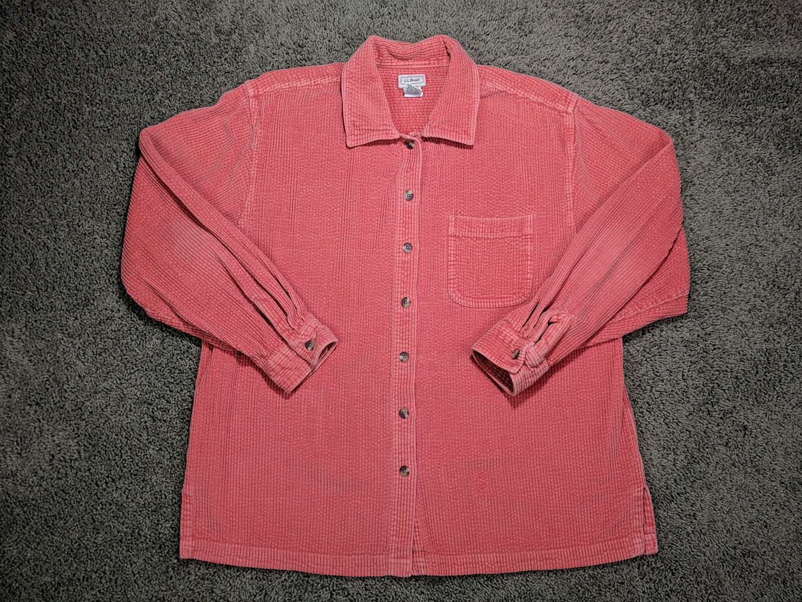 LL BEAN Wide Thick Wale Corduroy Shirt Large Regular … - Gem