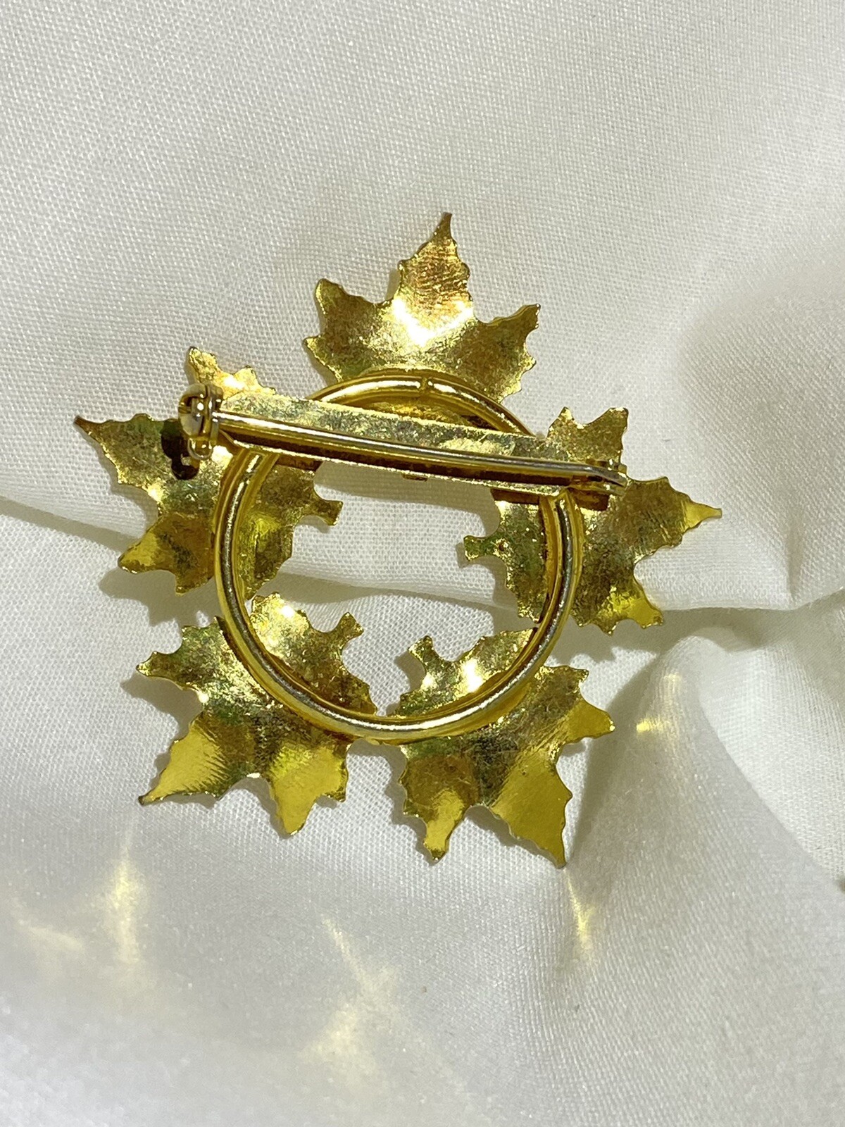 Maple Leaf Wreath Stone Pin/Brooch Gold Tone- Fall Style Pins- | eBay