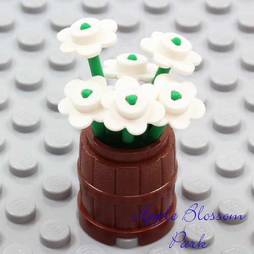 NEW Lego Friends Minifig FLOWER POT BARREL w/White Flowers & Green ...