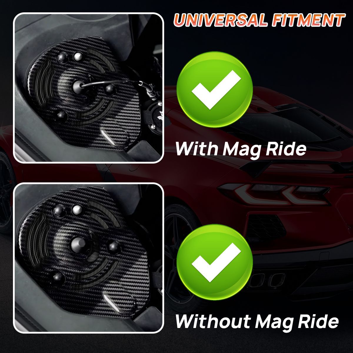 Rear Strut Shock Tower Trims Covers w/ Mag Ride For Corvette C8 2020 ...