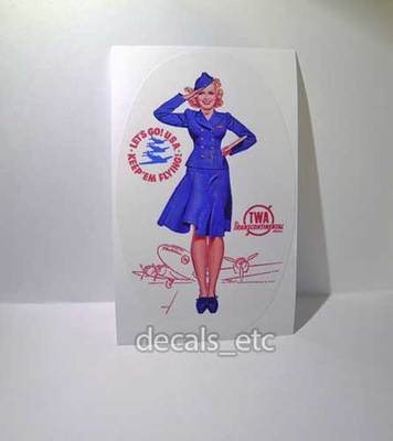 TWA Airlines Vintage Style Travel Decal / Vinyl Sticker, Luggage Label ...