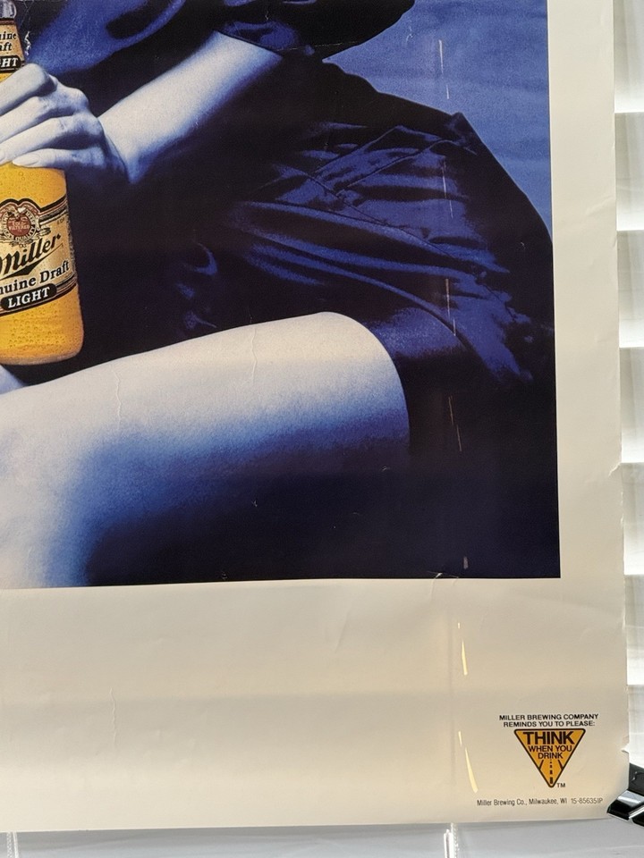 VINTAGE 90'S MILLER GENUINE DRAFT LITE BEER MODEL PROMO GIRL POSTER 20. ...