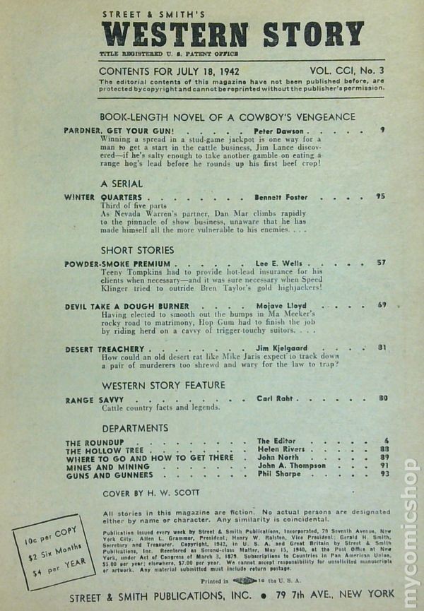 Western Story Magazine Pulp 1st Series Jul 18 1942 Vol. 201 #3 PR Low ...