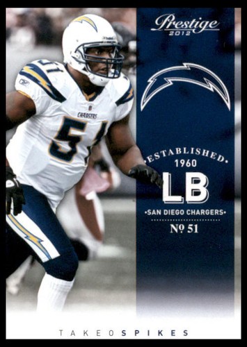 2012 Panini Prestige #163 Takeo Spikes San Diego Chargers Football Card ...