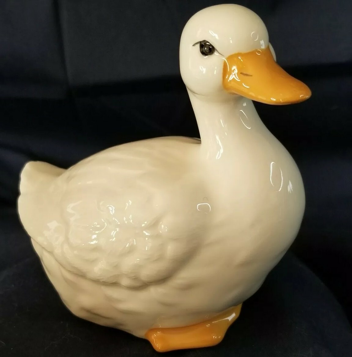 Vtg Hand Painted White Yellow Ceramic Duck Figurine Statue Easter ...