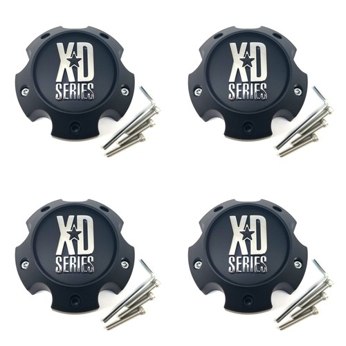 4 XD Series Black Wheel Center Caps for 5L XD798 Addict XD800 Misfit ...