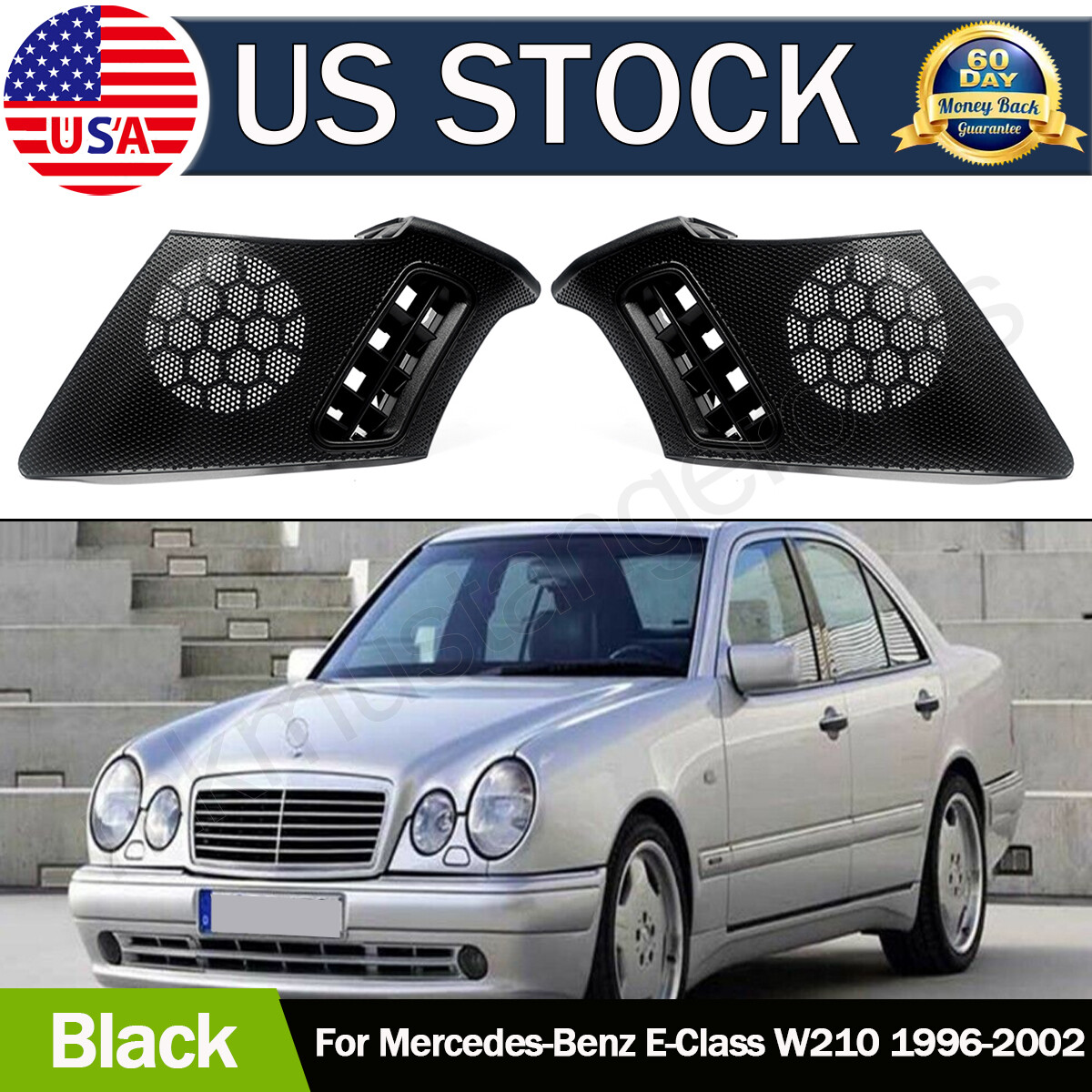 For Mercedes-Benz W210 Dash Vent Speaker Grill Cover Black E320 E430 ...