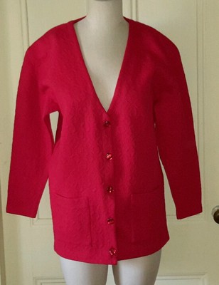 NOS Carroll Reed Diamond Embossed Textured Cardigan Sweater Jacket ...