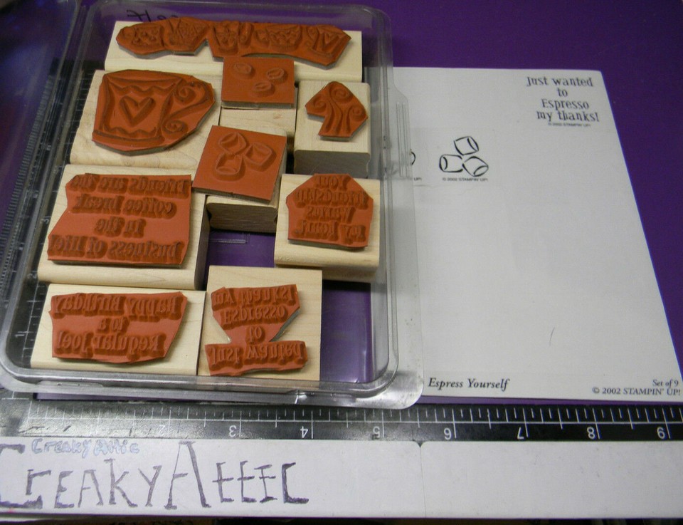 STAMPIN UP EXPRESS YOURSELF 9 RUBBER STAMPS COFFEE CUPS BIRTHDAY ...